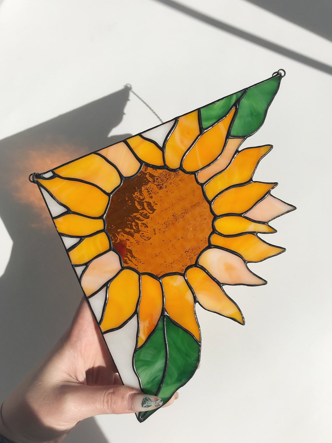 Corner Panel Yellow Sunflower Suncatcher. Stain Glass Tiffany - Etsy
