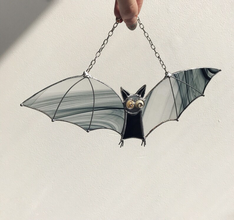 Stained Glass Bat Suncatcher Panel Black Home House Decor - Etsy