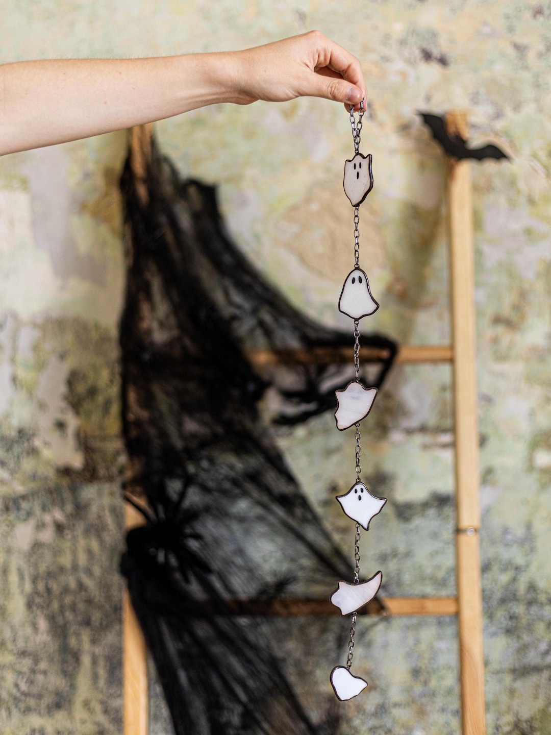 Halloween Stained Glass Ghosts Suncatcher Home House Decor Window Wall ...