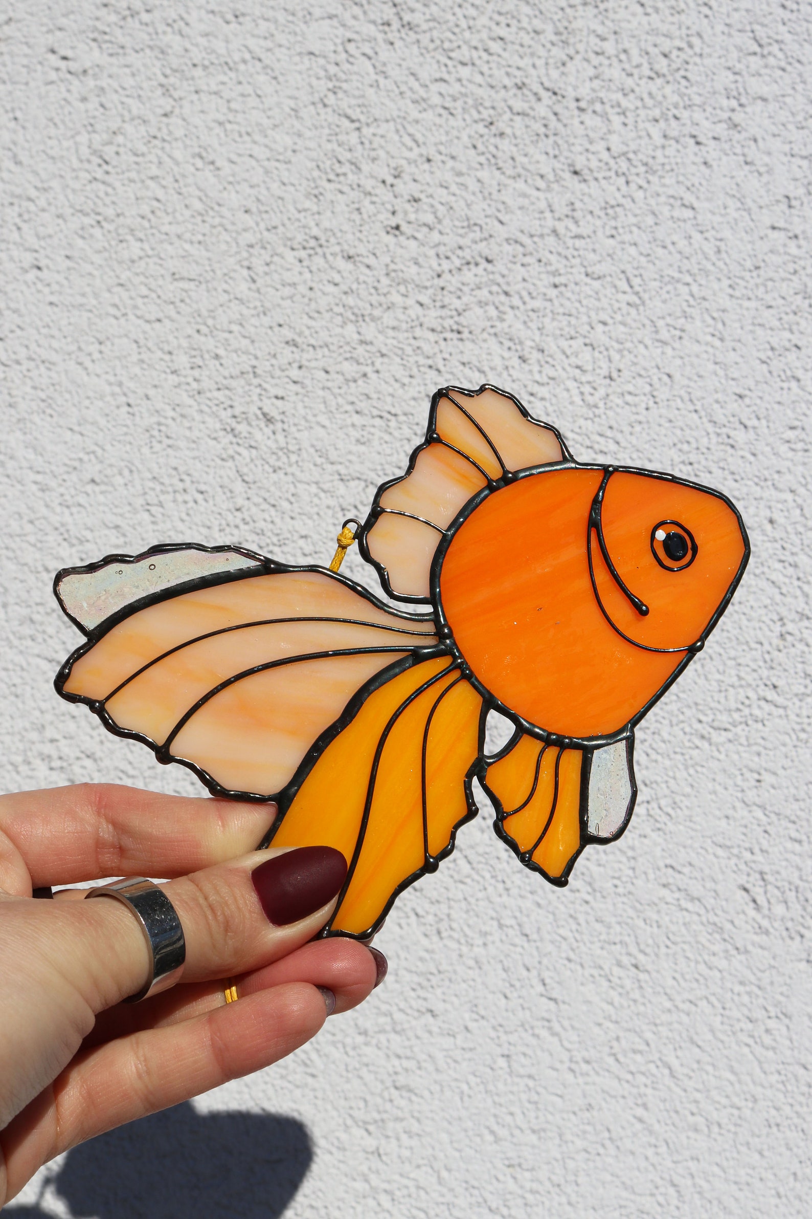 Goldfish Suncatcher Stained Glass Gold Fish Decor Home House - Etsy