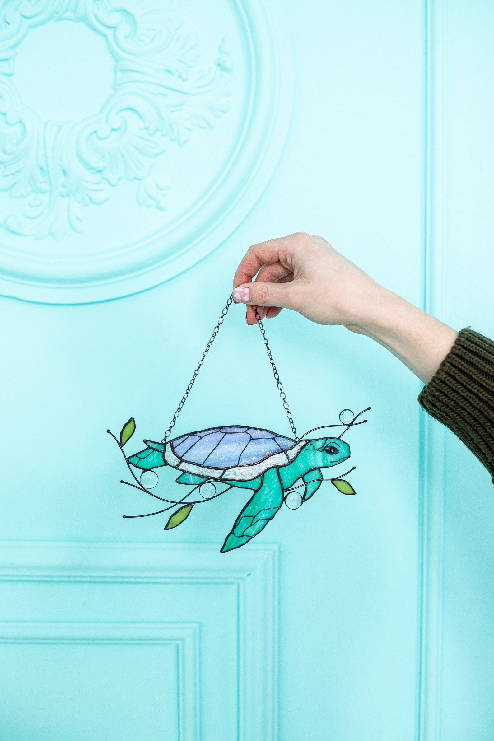 Turtle Suncatcher Stain Glass Decor Green Home House Window - Etsy