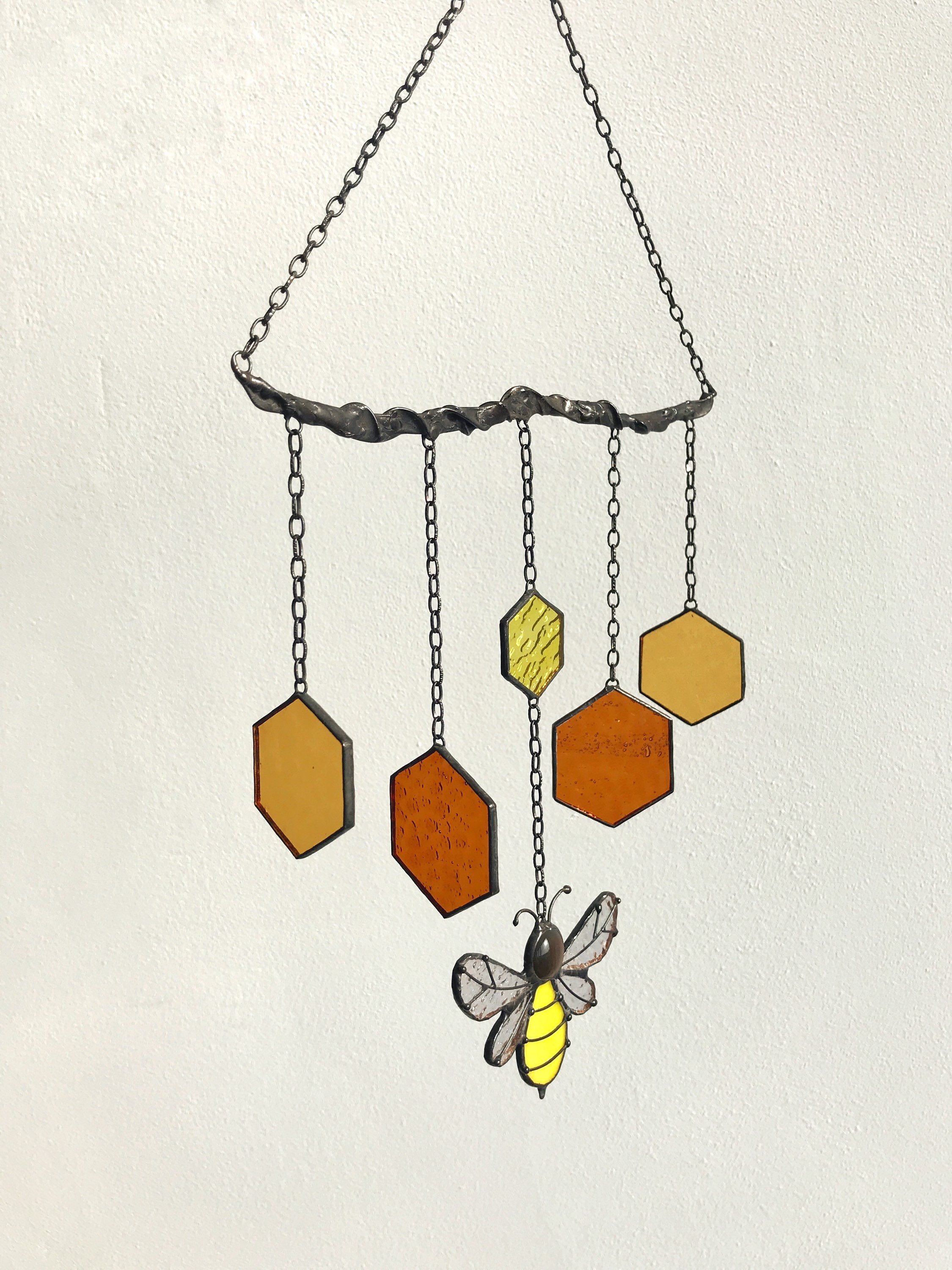 Yellow Honeycomb Bee Suncatcher Dream Sun Catcher Stain Glass Fall ...
