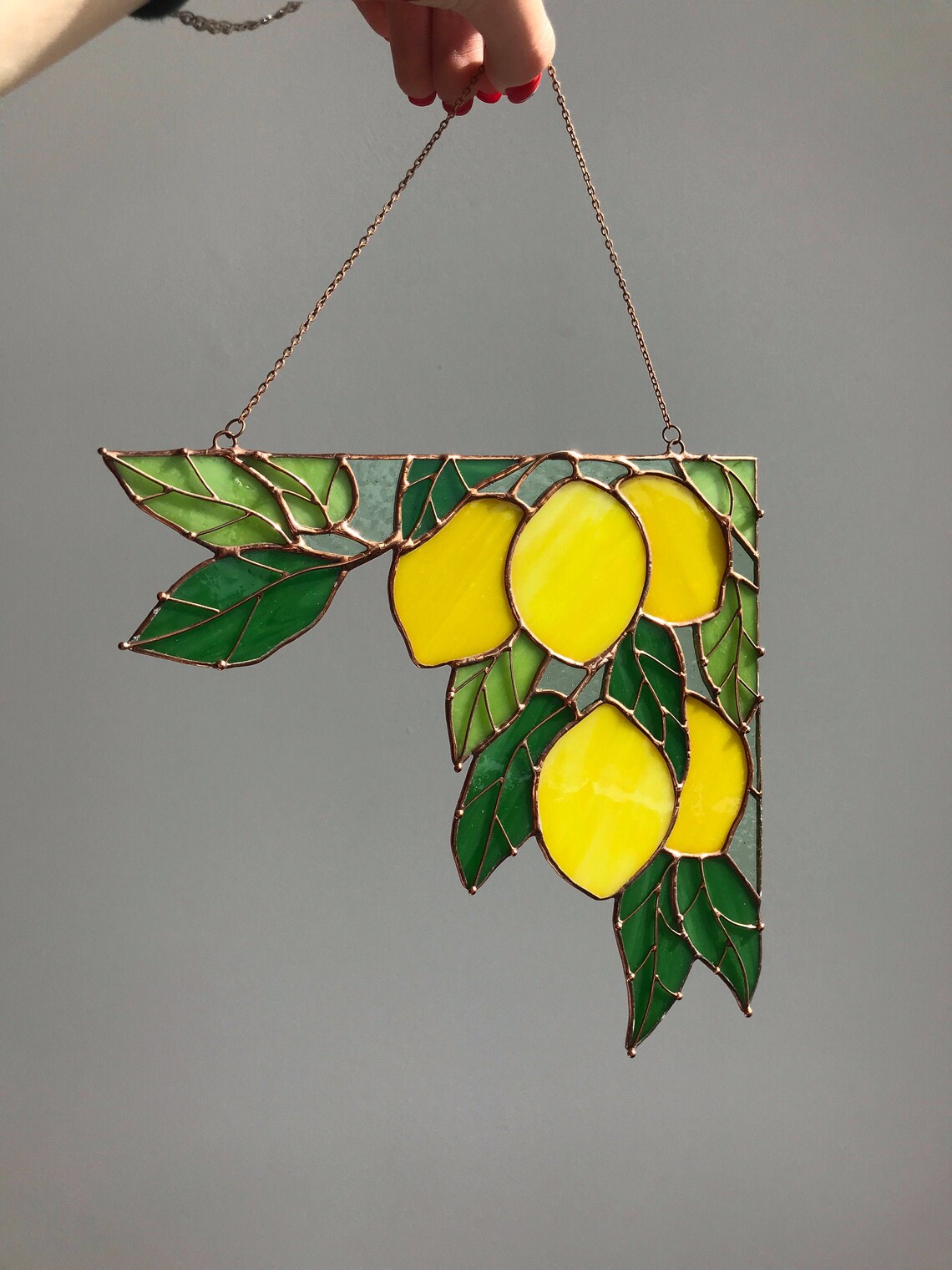 Yellow Corner Branch of Lemons Suncatcher Ornament Stain Glass - Etsy