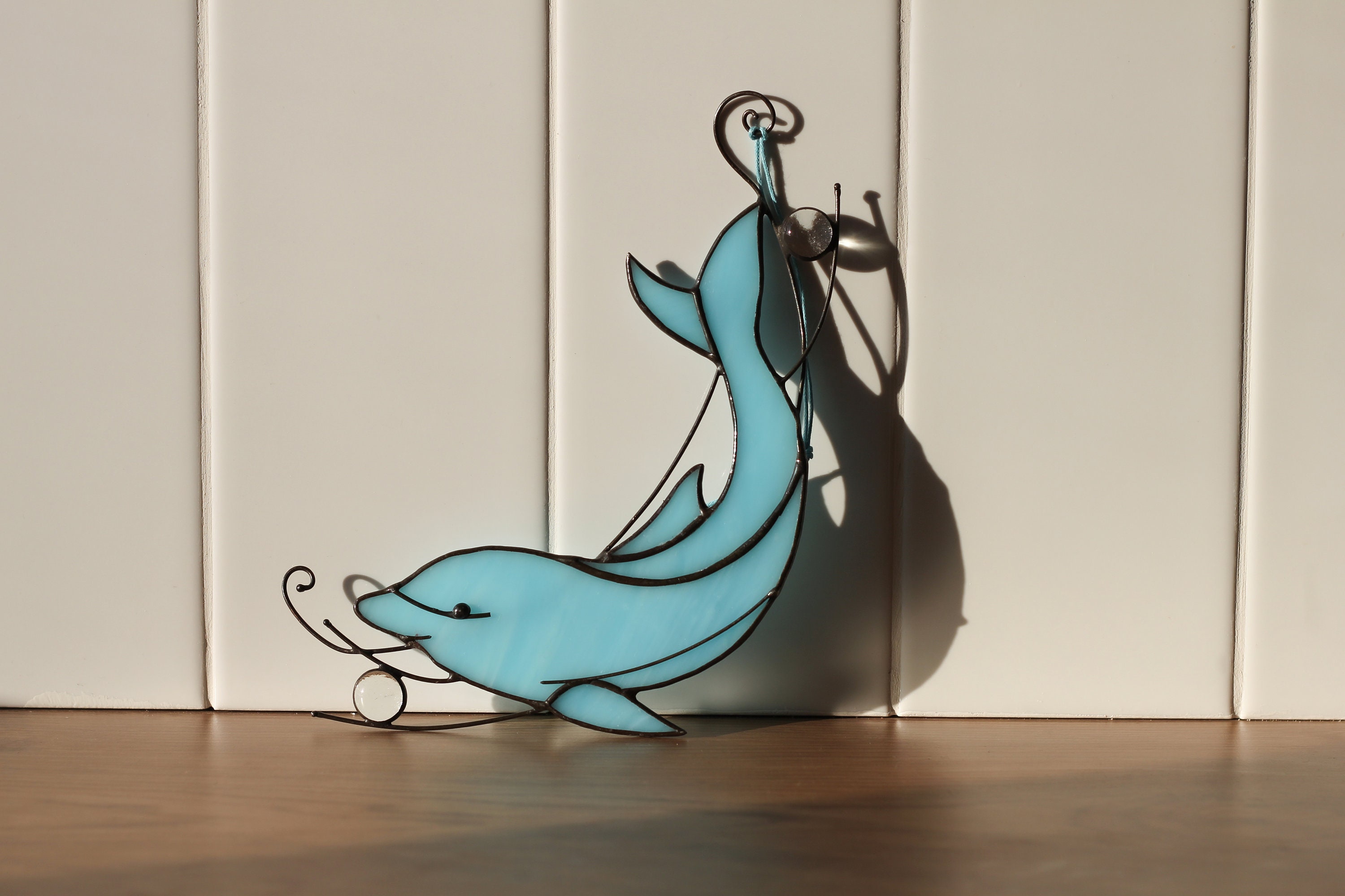 Stained Glass Dolphin. Blue Suncatcher Home House Decor. - Etsy