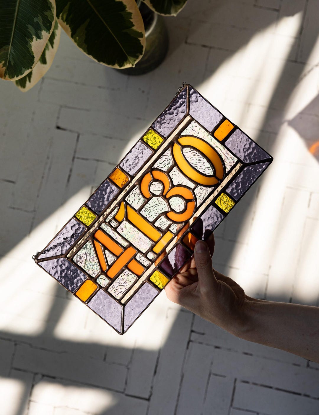 Custom Stained Glass Numbers, Suncatcher Address Sign, Personalized ...