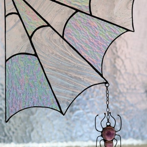 Halloween Stained Glass Spider Web Cobweb Net Suncatcher Black Home ...