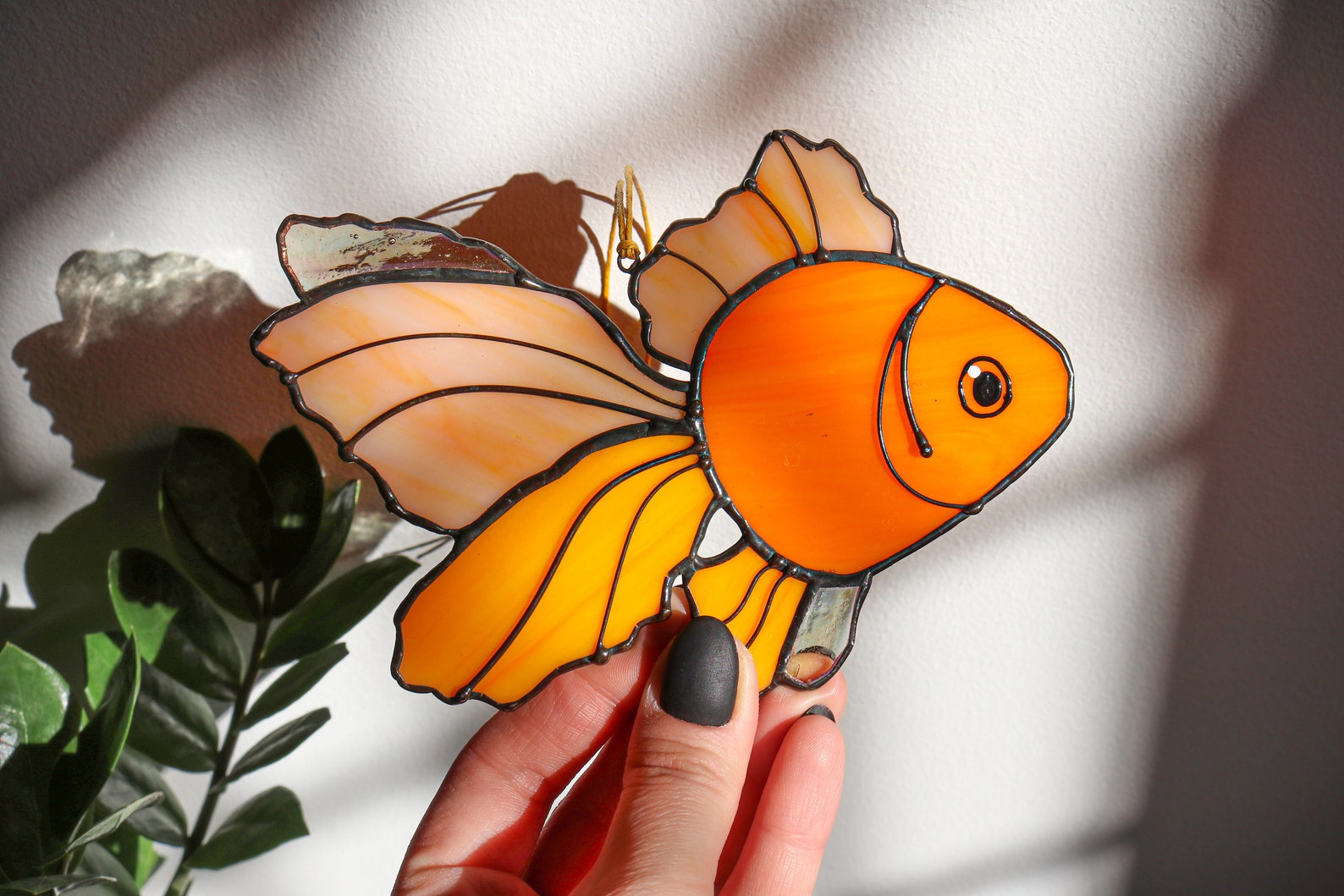 Goldfish Suncatcher Stained Glass Gold Fish Decor Home House - Etsy
