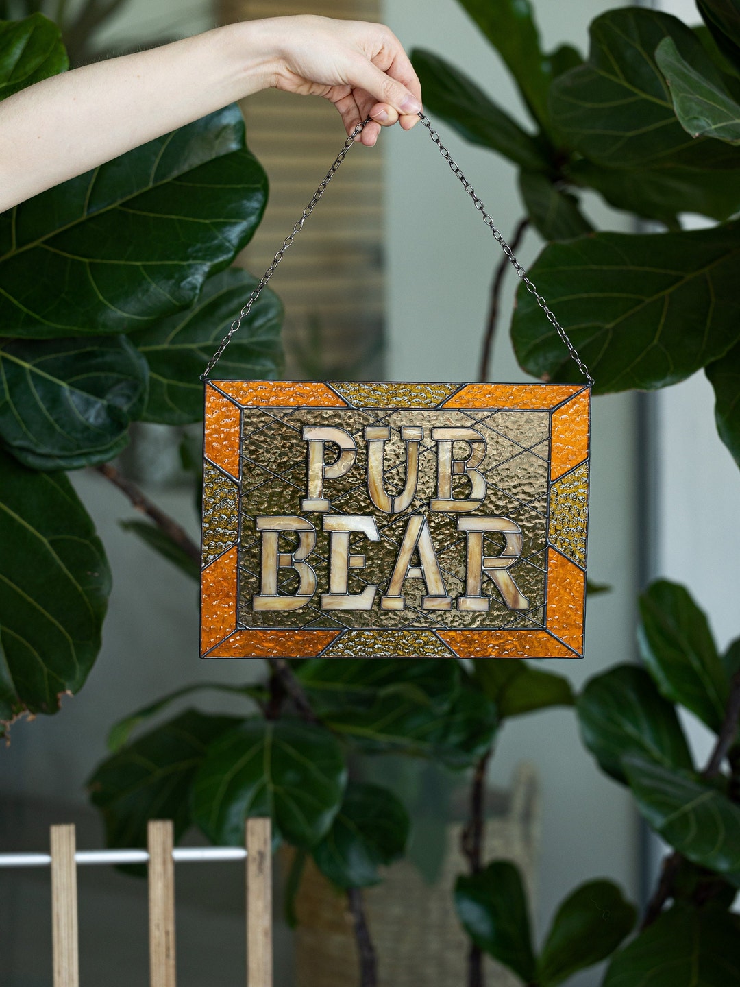 Custom Stained Glass Name Pub Sign Suncatcher Address Personalized Name ...
