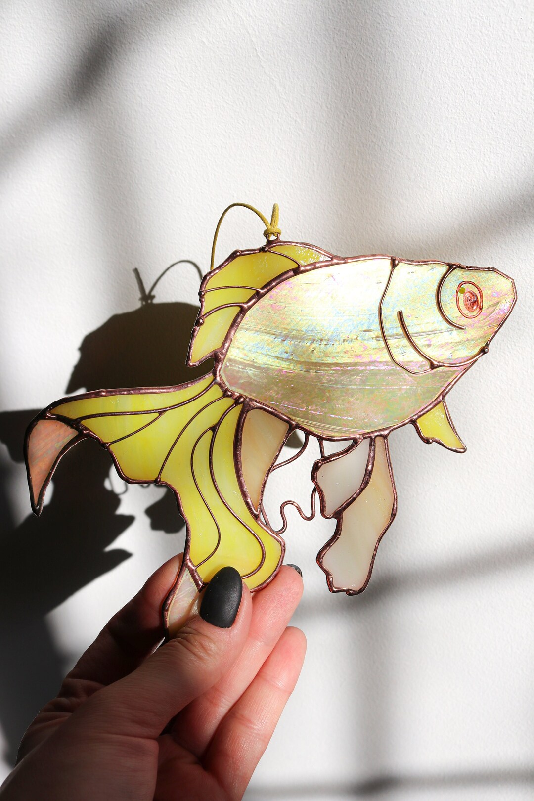 Goldfish Suncatcher Stained Glass Gold Fish Decor Home House Window ...