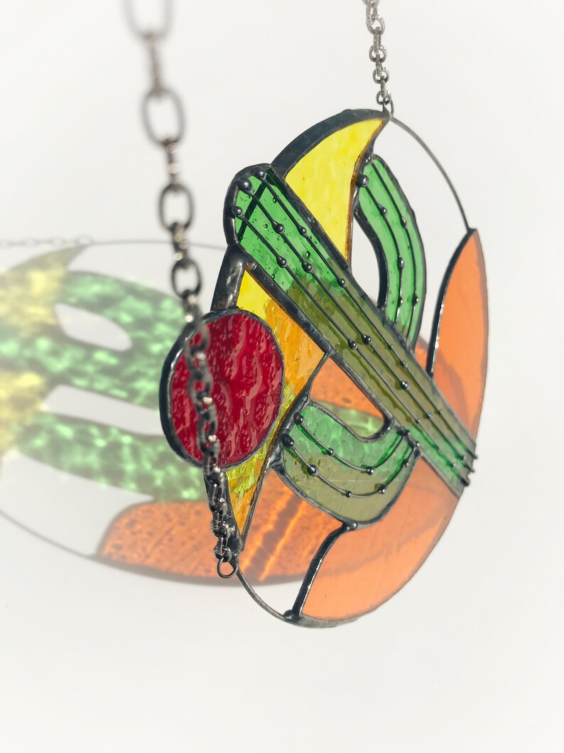 Suncatcher Cactus Stain Glass Picture Home House Decor Window Wall ...