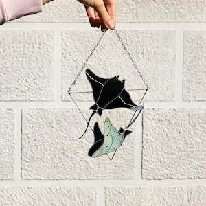 Devil Fish Stained Glass Stingray, Manta Ray Suncatcher. House Home ...