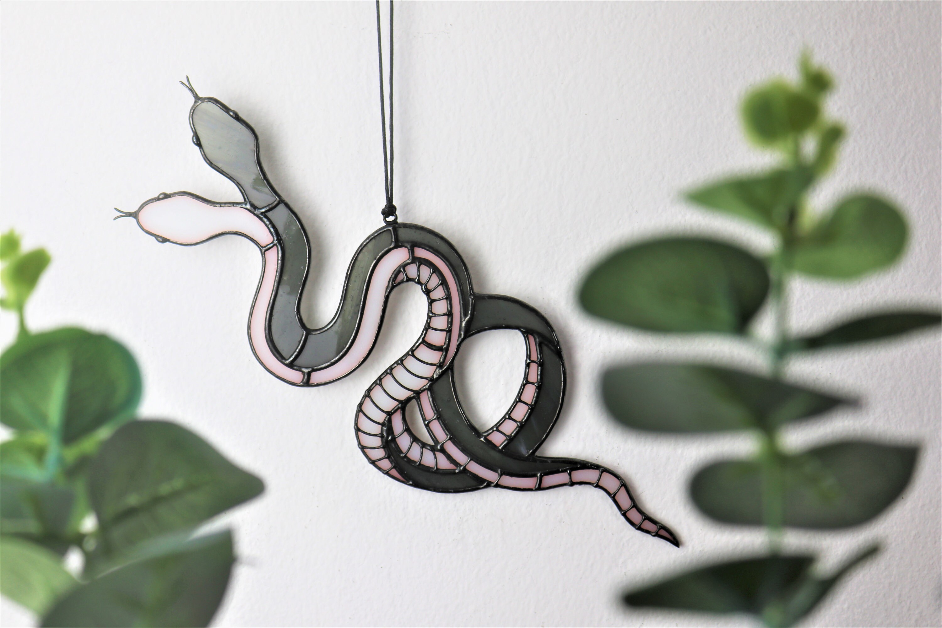 Snakes Decor Suncatcher Stained Glass Panel Gray Sun Catcher - Etsy ...