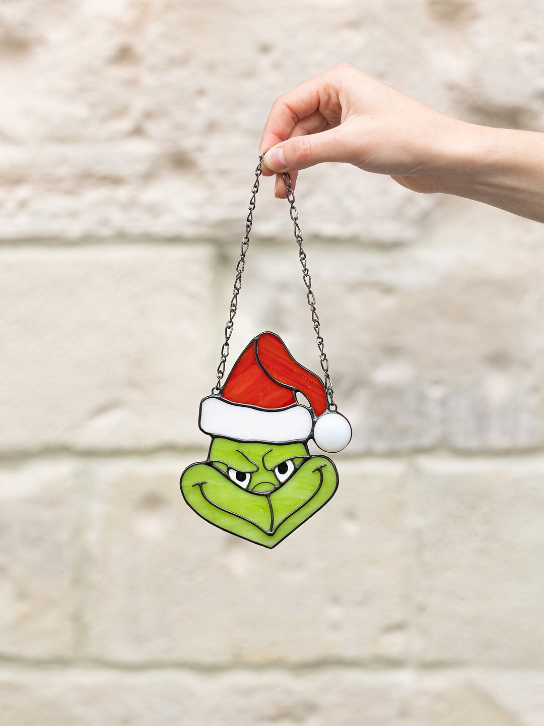 Grinch Suncatcher Stained Glass Christmas Wall Window Hangings, Sun ...