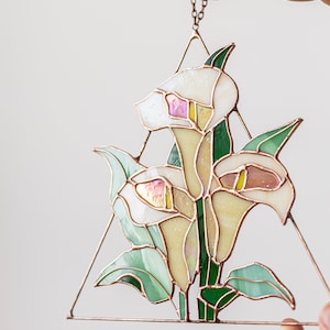 Stained Glass Calla Lily Flowers, Suncatcher Window Hangings, Mother's ...