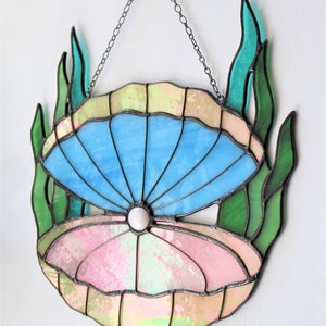 Seashell Suncatcher Shell, Scallop Stain Glass Decor Home House Window ...