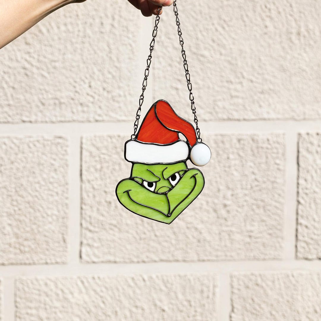 Grinch Suncatcher Stained Glass Christmas Wall Window Hangings, Sun ...