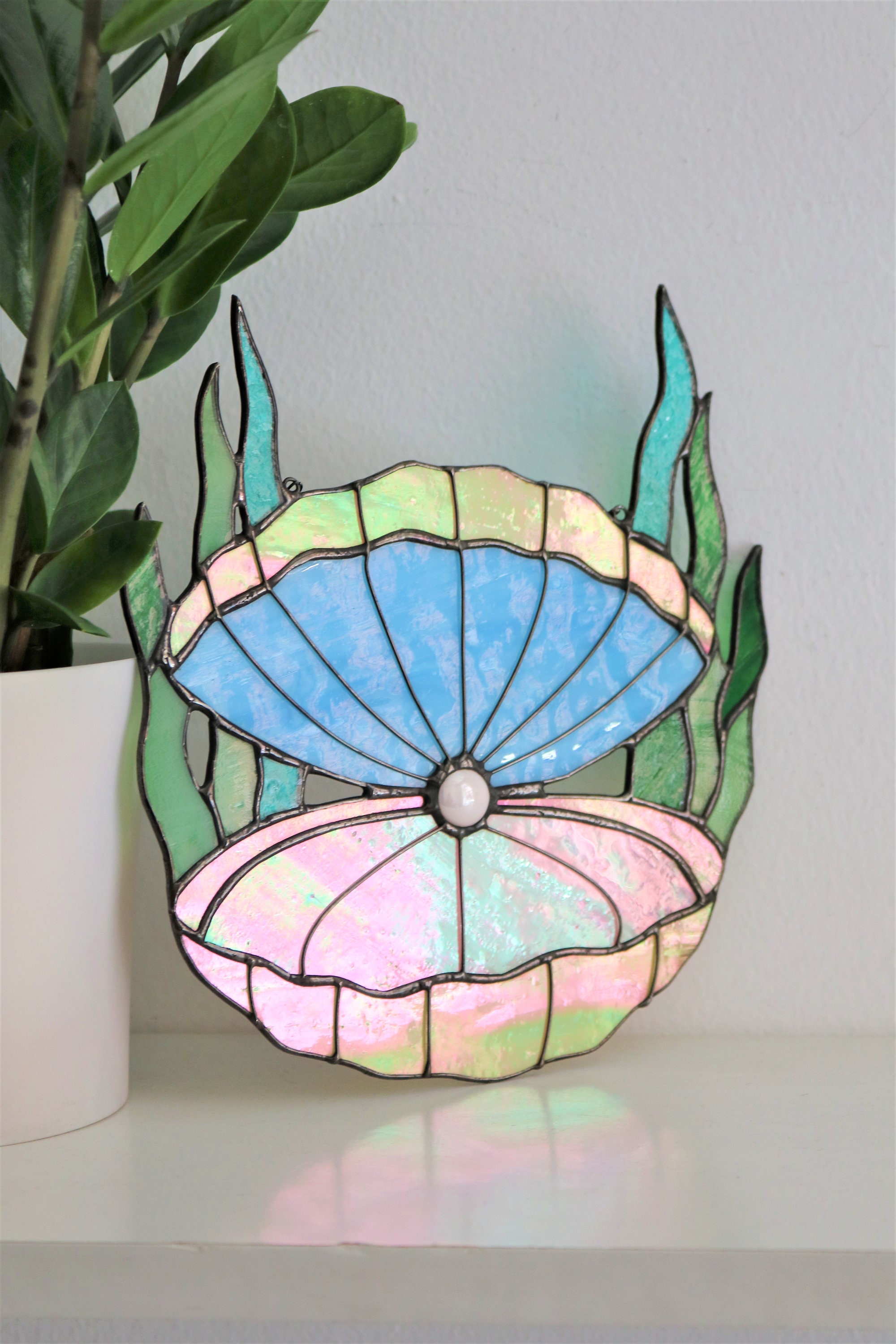 Seashell Suncatcher Shell Scallop Stain Glass Decor Home - Etsy