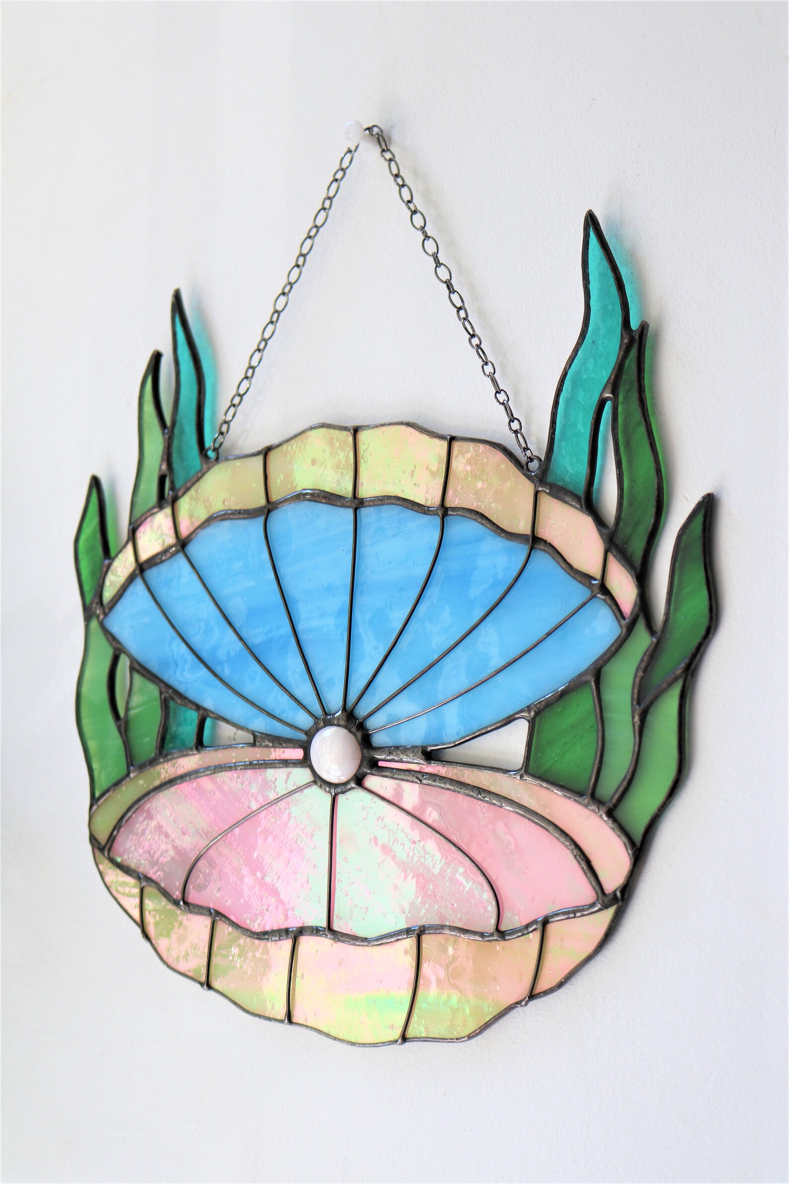 Seashell Suncatcher Shell Scallop Stain Glass Panel Decor | Etsy