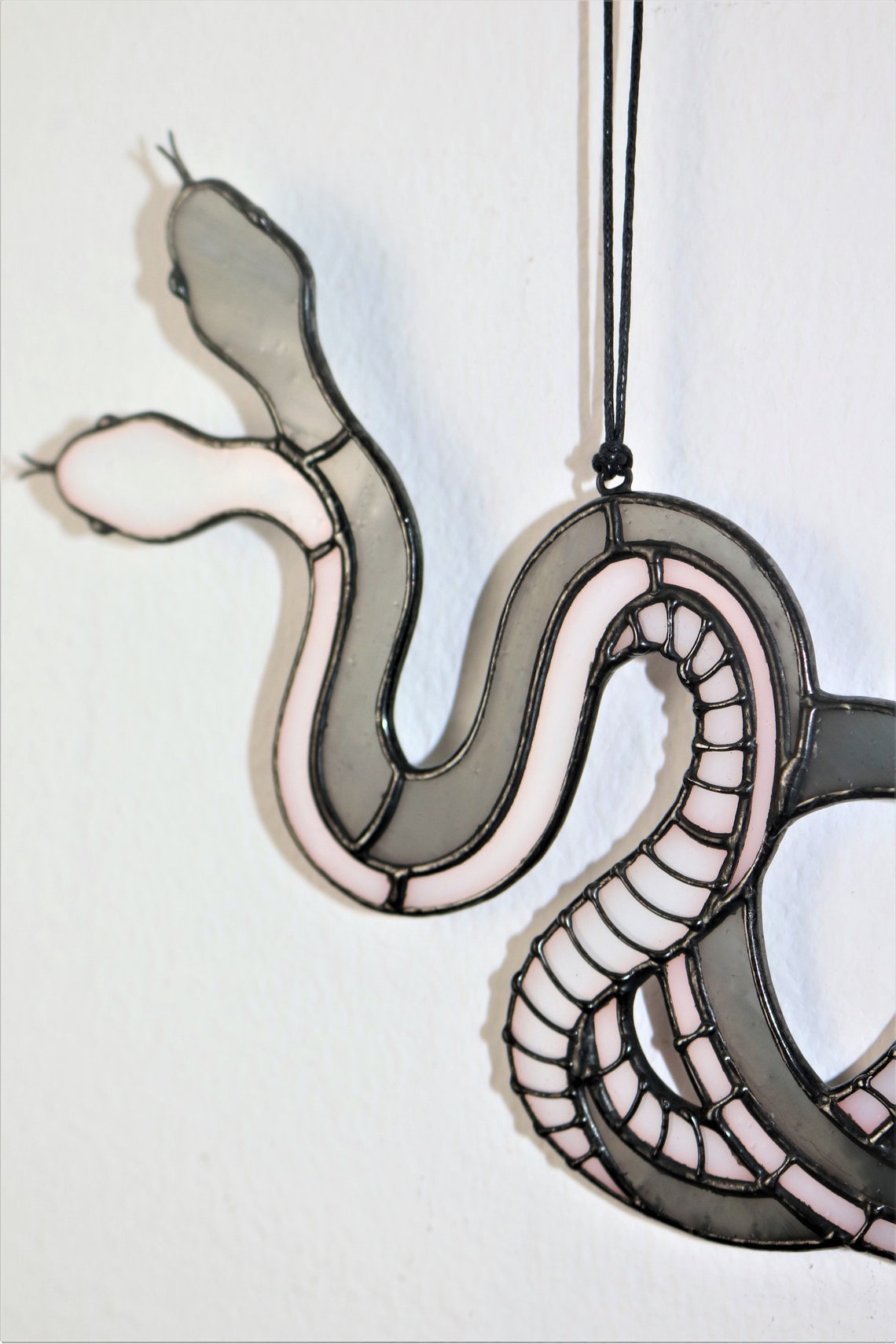 Snakes Decor Suncatcher Stained Glass Panel Gray Sun catcher | Etsy