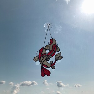 Stained Glass Red Fish Fancy Carp Suncatcher Christmas Gift Farmhouse ...