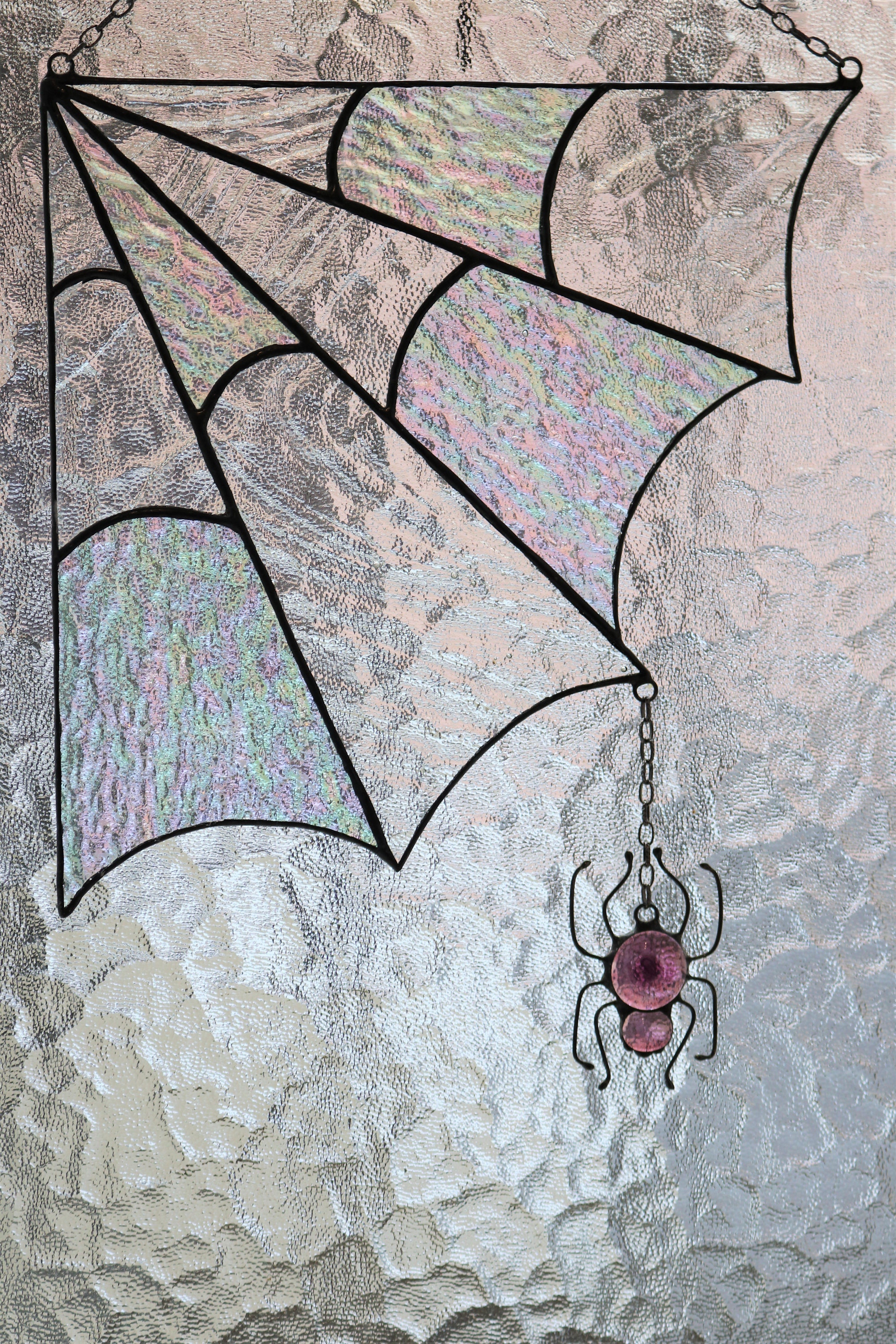 Halloween Stained Glass Spider Web Cobweb Net Suncatcher Panel - Etsy ...