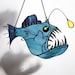 Angler Fish Devil Fish Suncatcher Stained Glass Decor Blue Home House ...