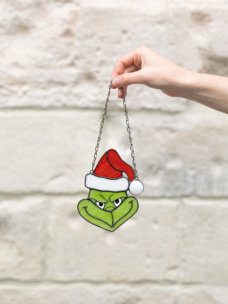 Grinch Suncatcher Stained Glass Christmas Wall Window Hangings, Sun ...