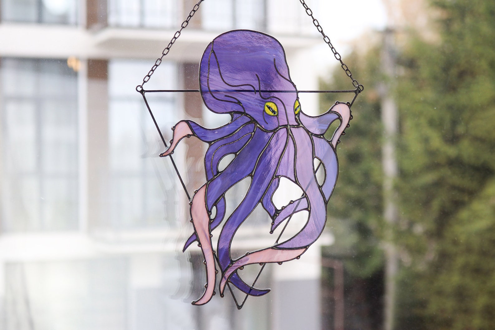 Purple Octopus Stained Glass Suncatcher. House Home Decor. - Etsy