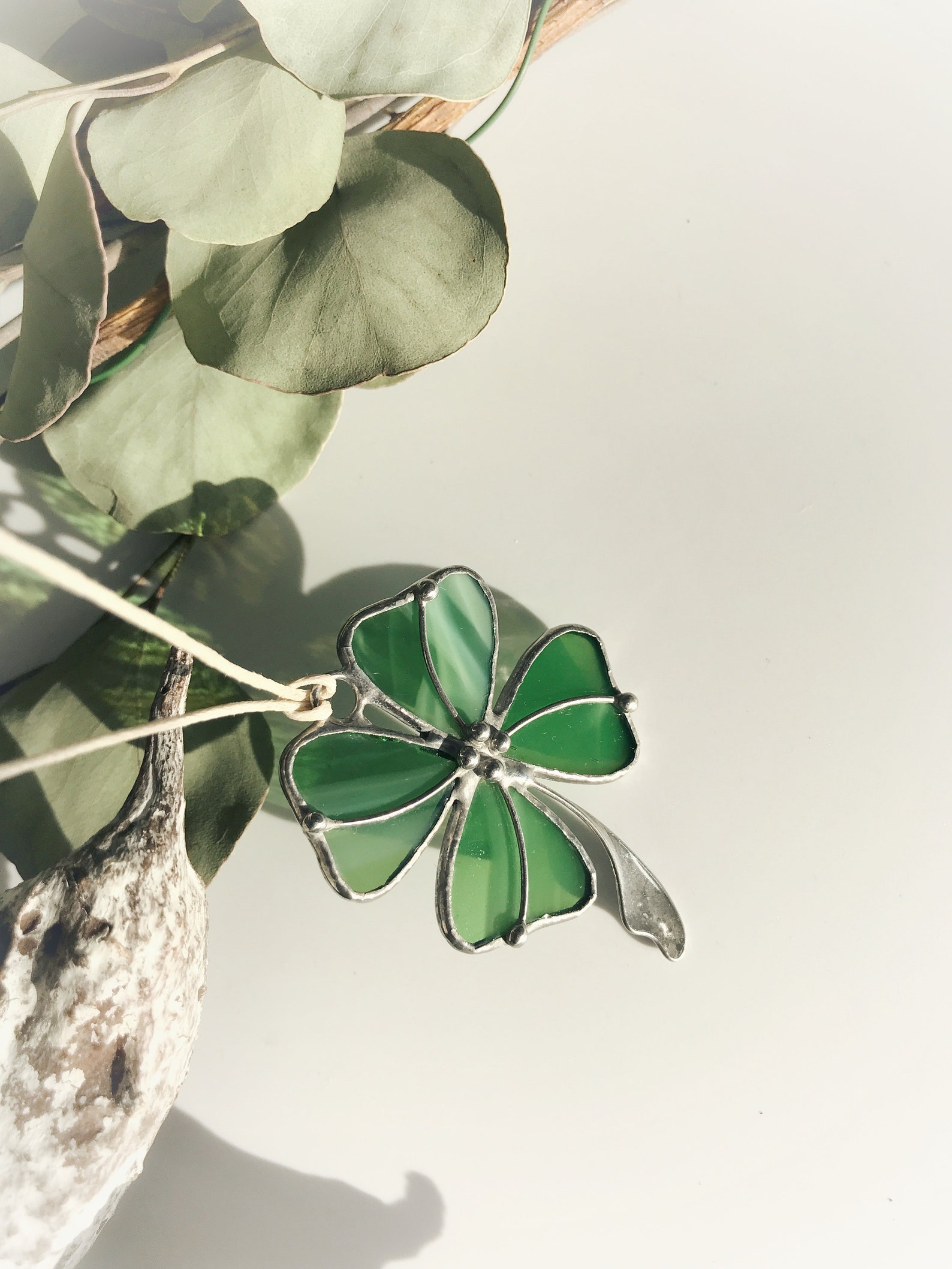Green Clover Turquoise Pendant Stain Glass Nature Plant | Etsy