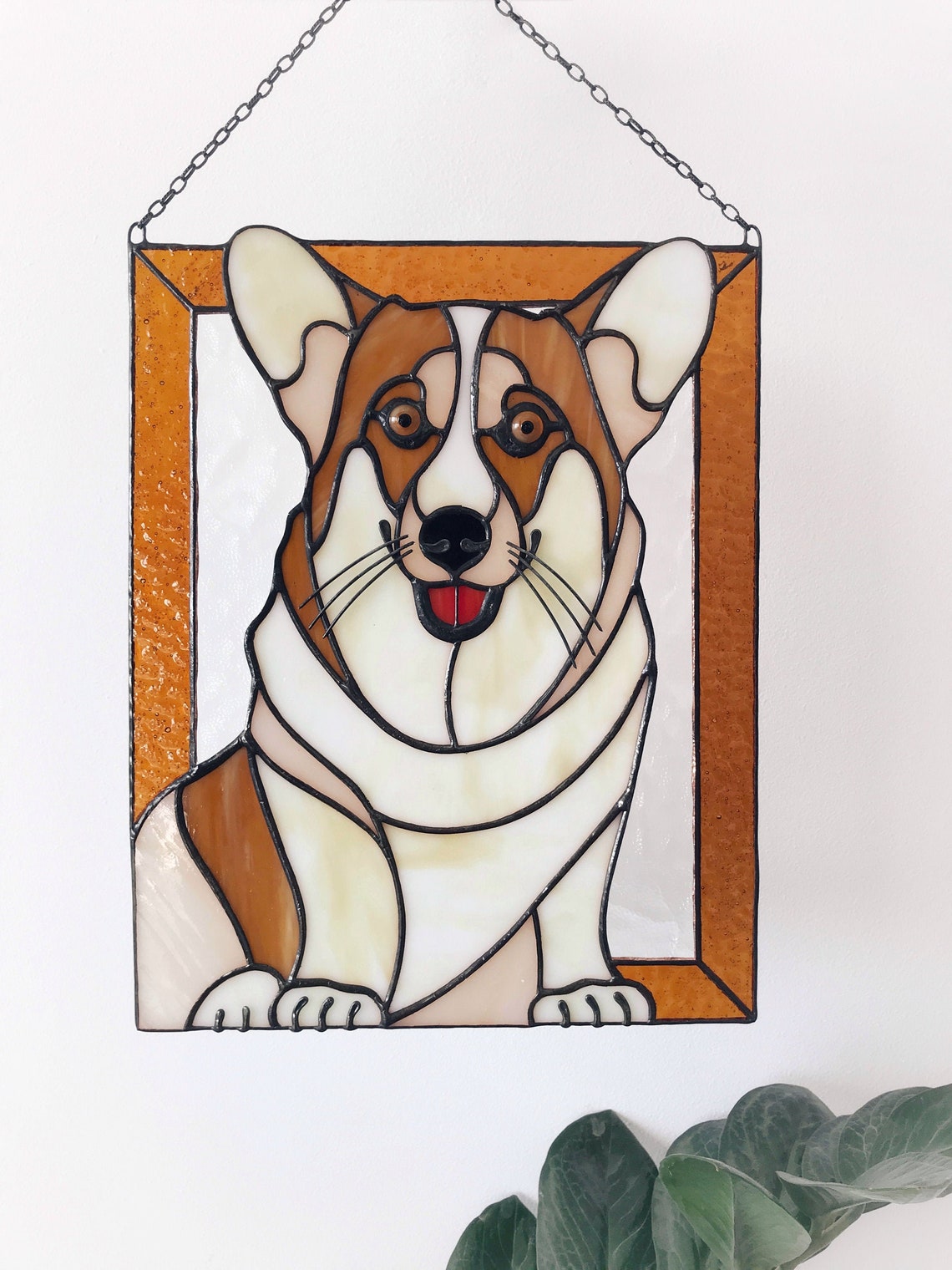 Custom Art Suncatcher Stained Glass Corgi Dog Face Gift Home - Etsy Canada