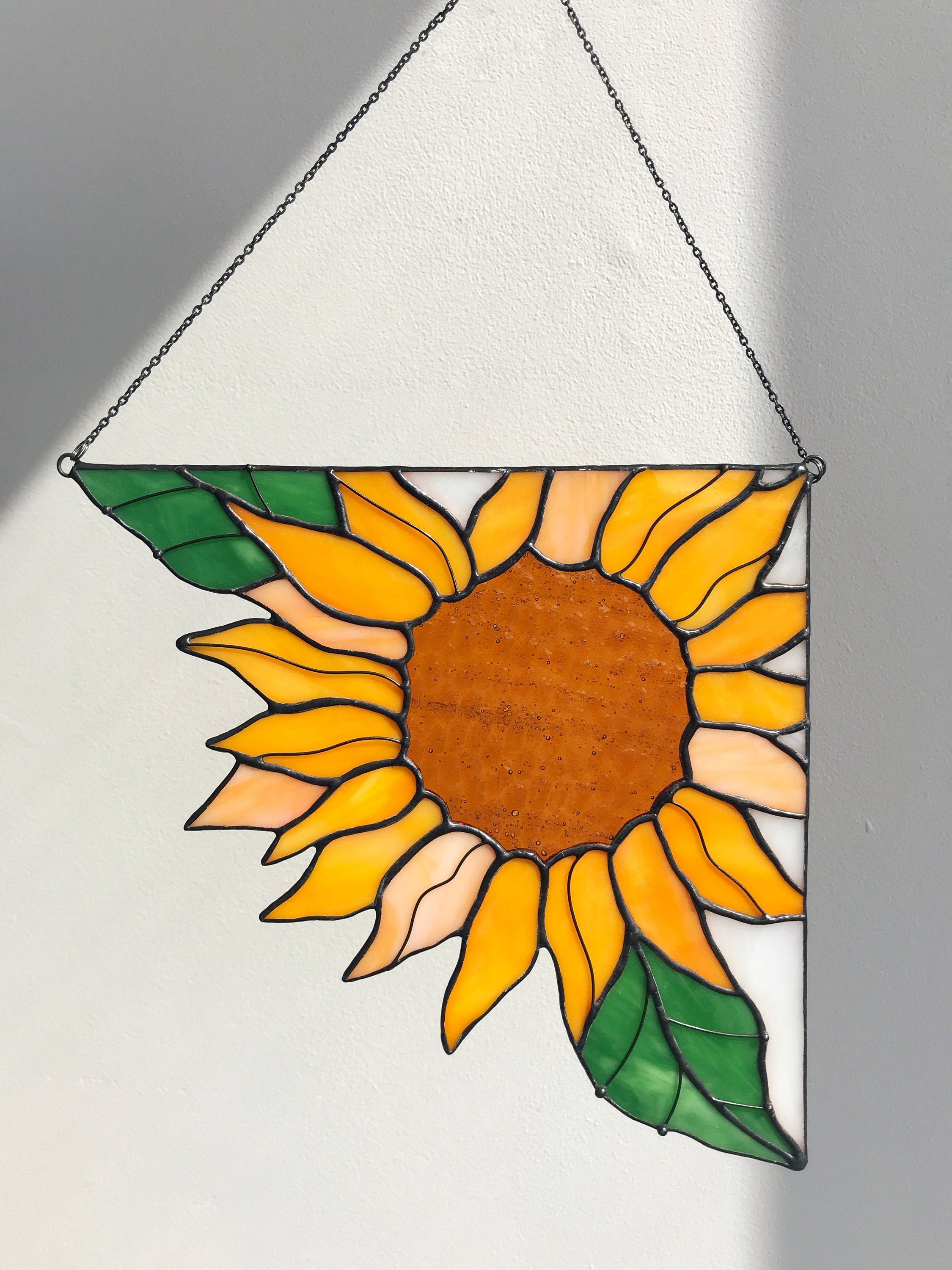 Corner Panel Yellow Sunflower Suncatcher. Stain Glass Tiffany - Etsy