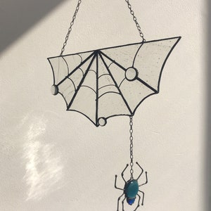 Halloween Stained Glass Spider Web Cobweb Net Suncatcher Black Home ...