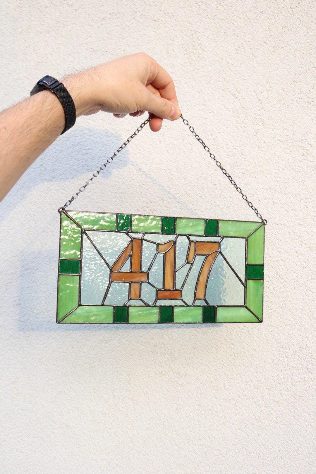 Custom Stained Glass Numbers, Suncatcher Address Sign, Personalized ...