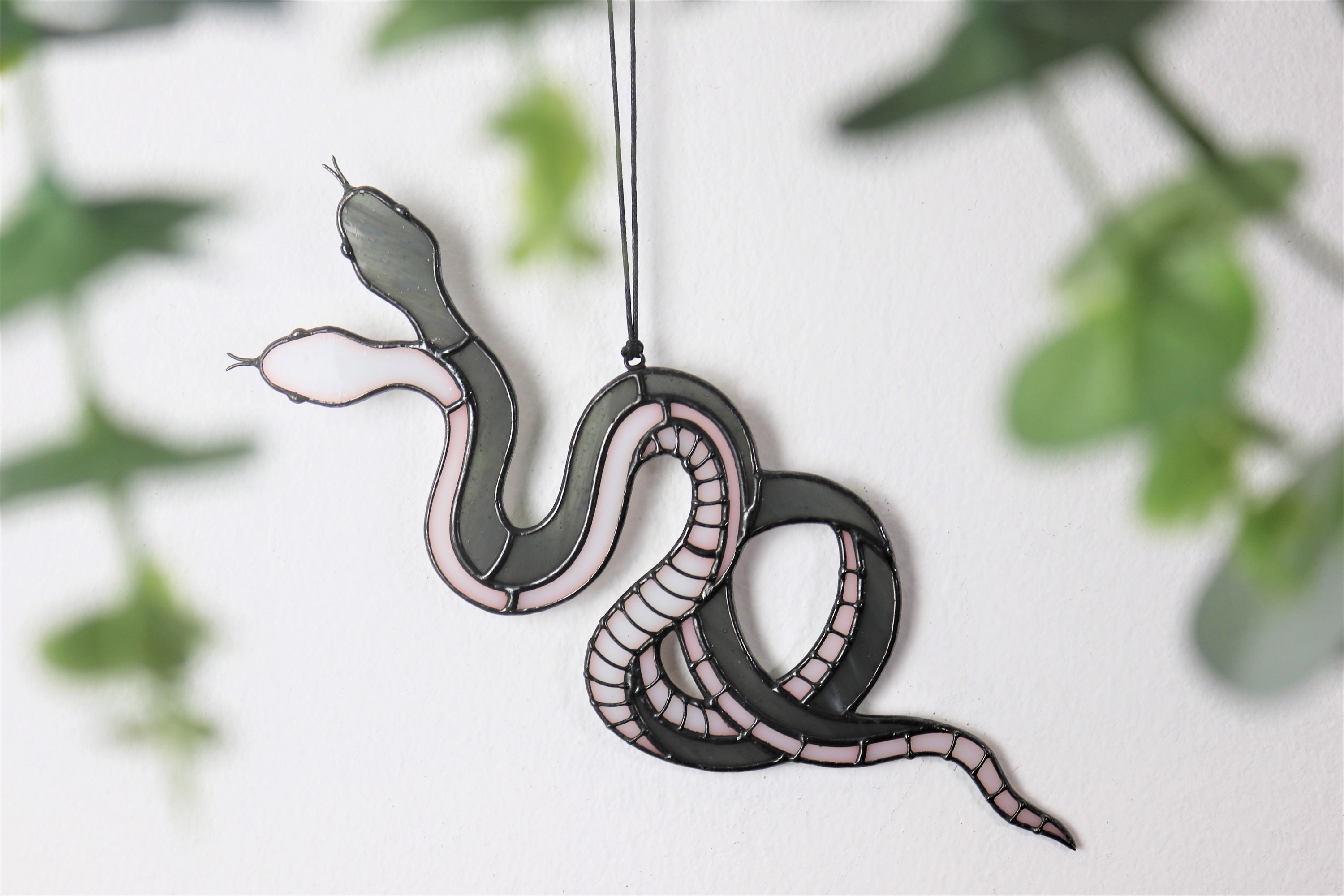Snakes Decor Suncatcher Stained Glass Panel Gray Sun Catcher - Etsy ...