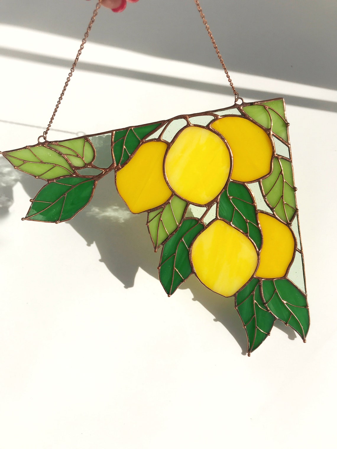 Yellow Corner Branch of Lemons Suncatcher Ornament Stain Glass - Etsy