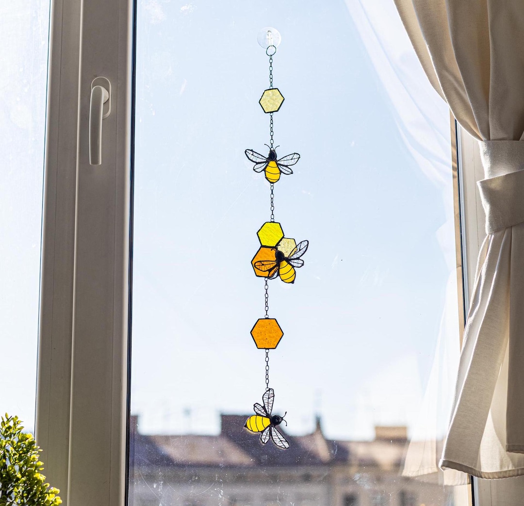 Dream Sun Catcher Honeycombs Suncatcher Stained Glass Home House Decor ...
