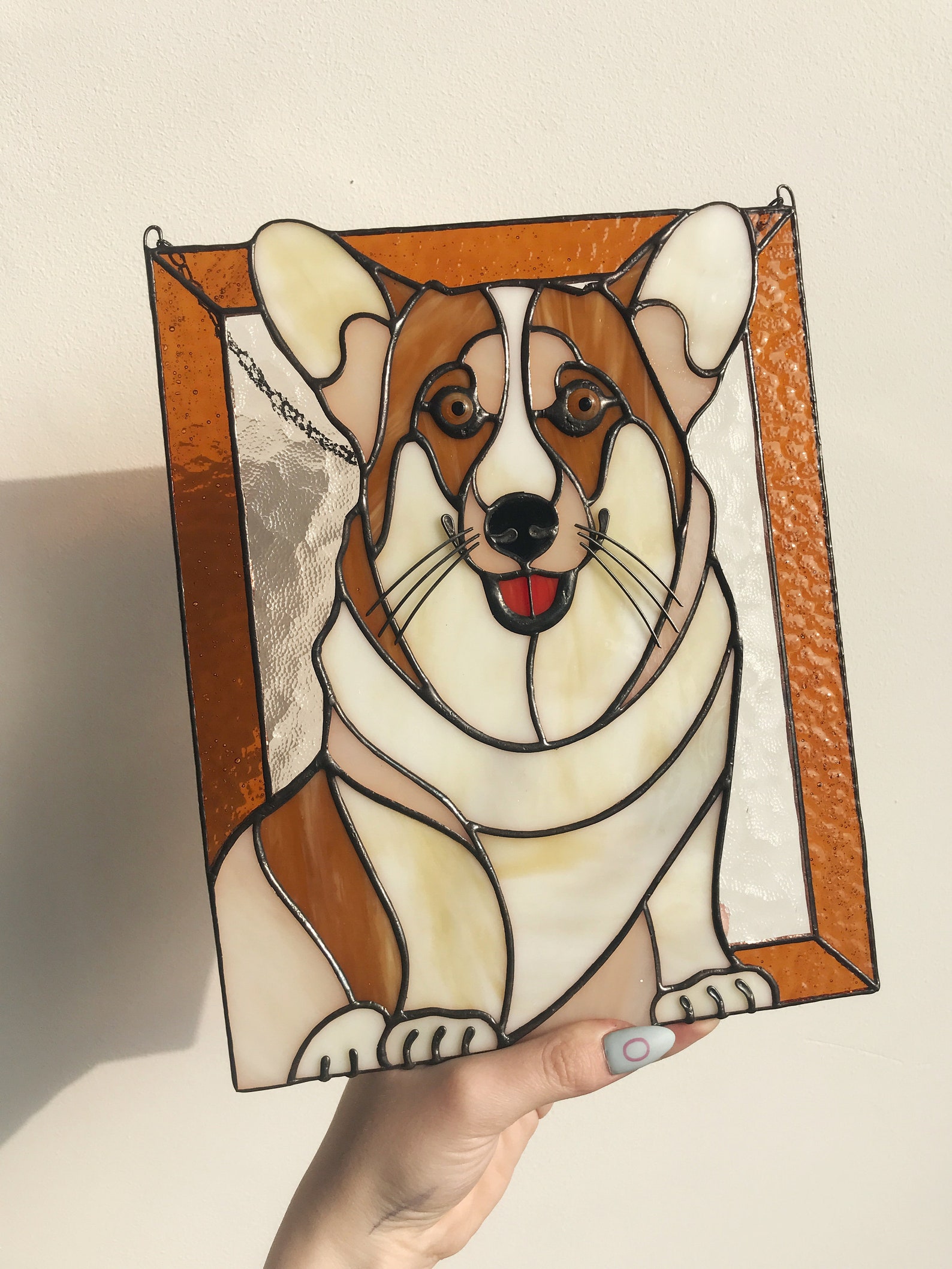 Custom Art Suncatcher Stained Glass Corgi Dog Face Gift Home - Etsy Canada