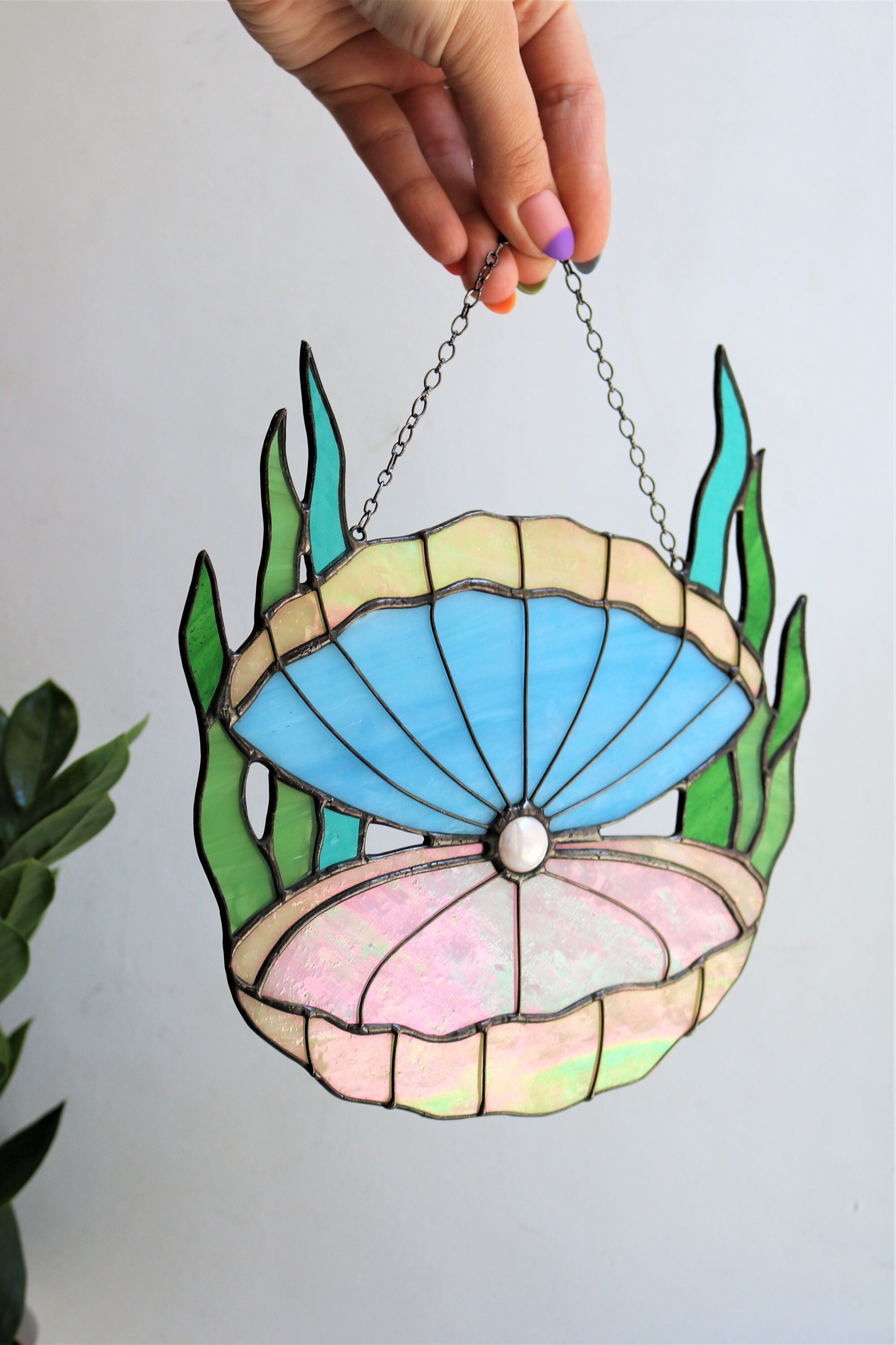 Seashell Suncatcher Shell Scallop Stain Glass Decor Home - Etsy