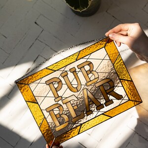 Custom Stained Glass Name Pub Sign Suncatcher Address Personalized Name ...