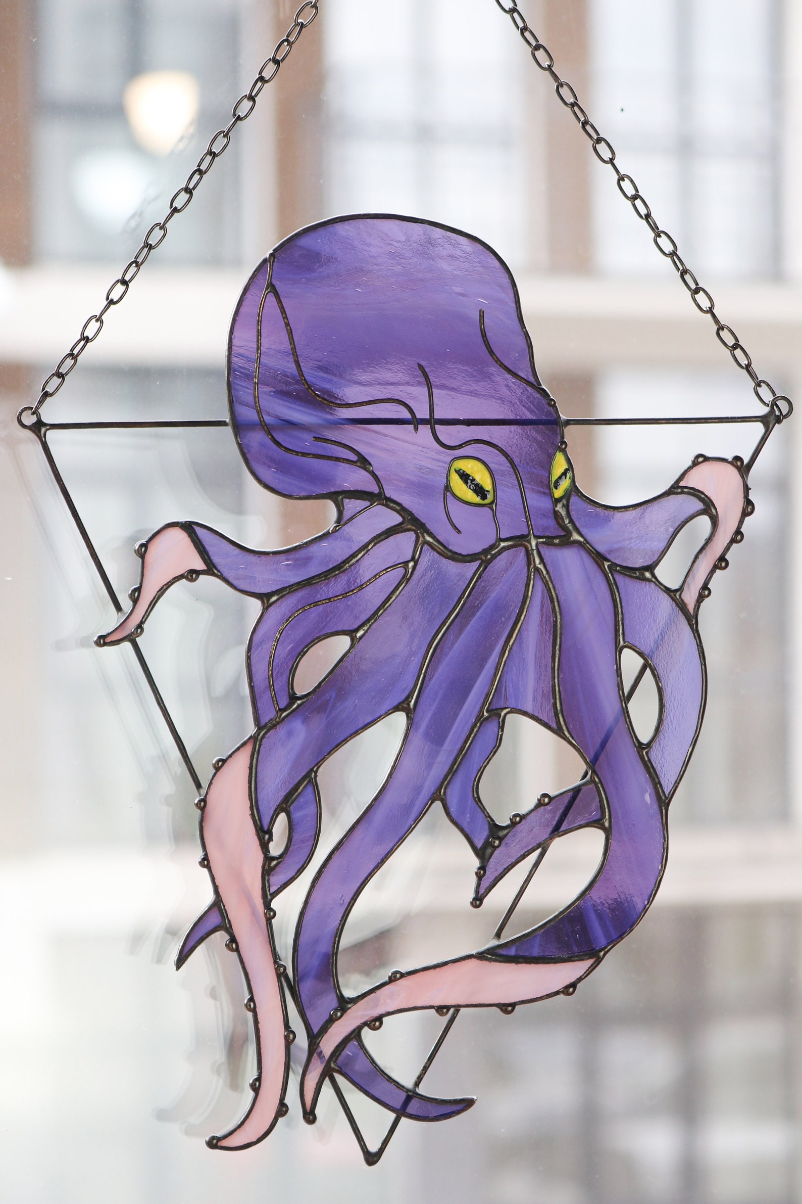 Purple Octopus Stained Glass Suncatcher. House Home Decor. - Etsy