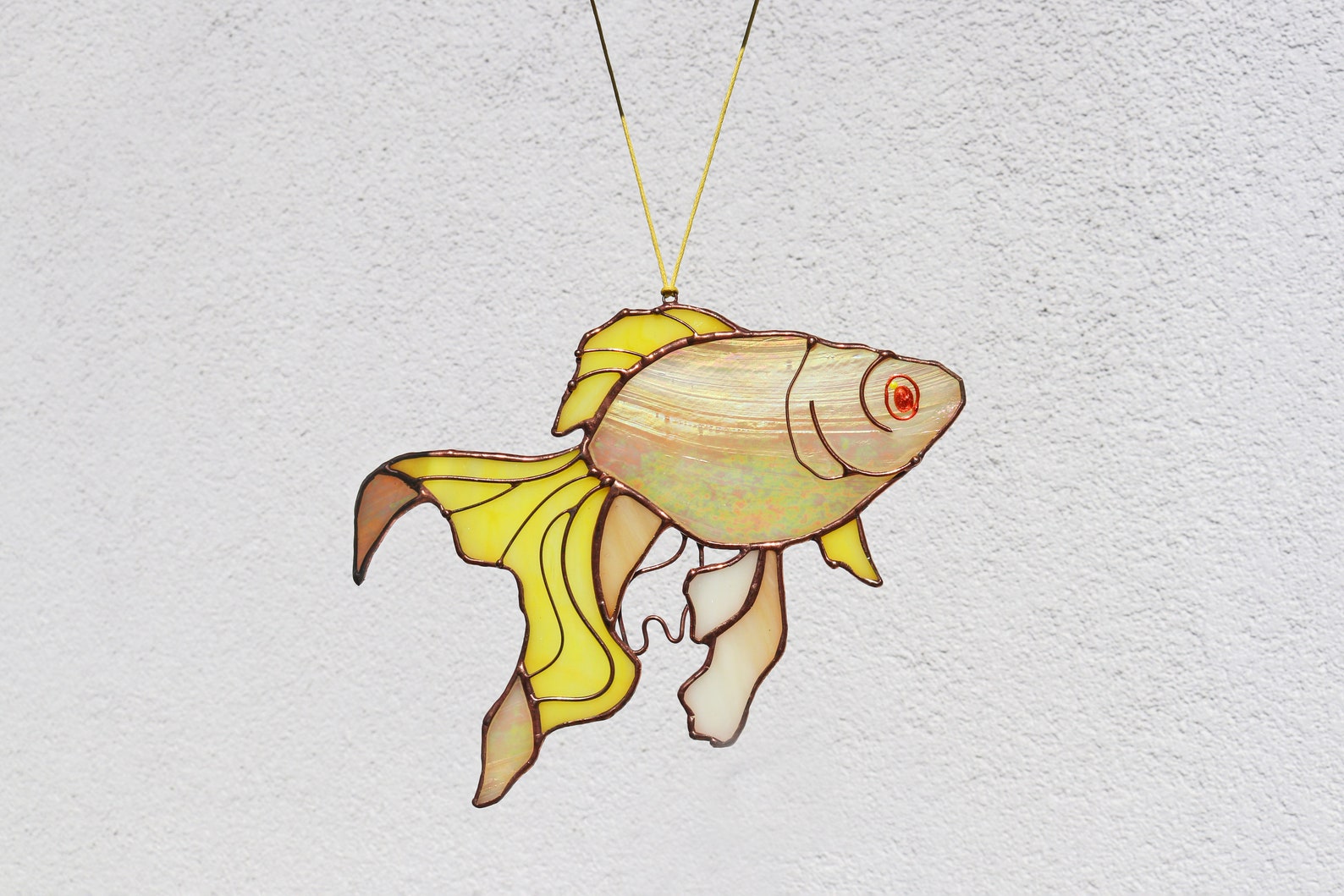 Goldfish Suncatcher Stained Glass Gold Fish Decor Home House Window ...