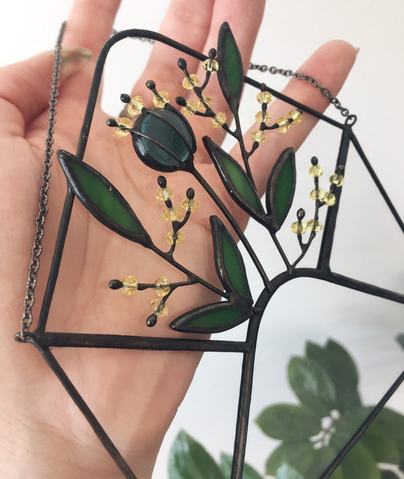 Stained Glass Green Clear Envelope Suncatcher Woman Gift Home - Etsy