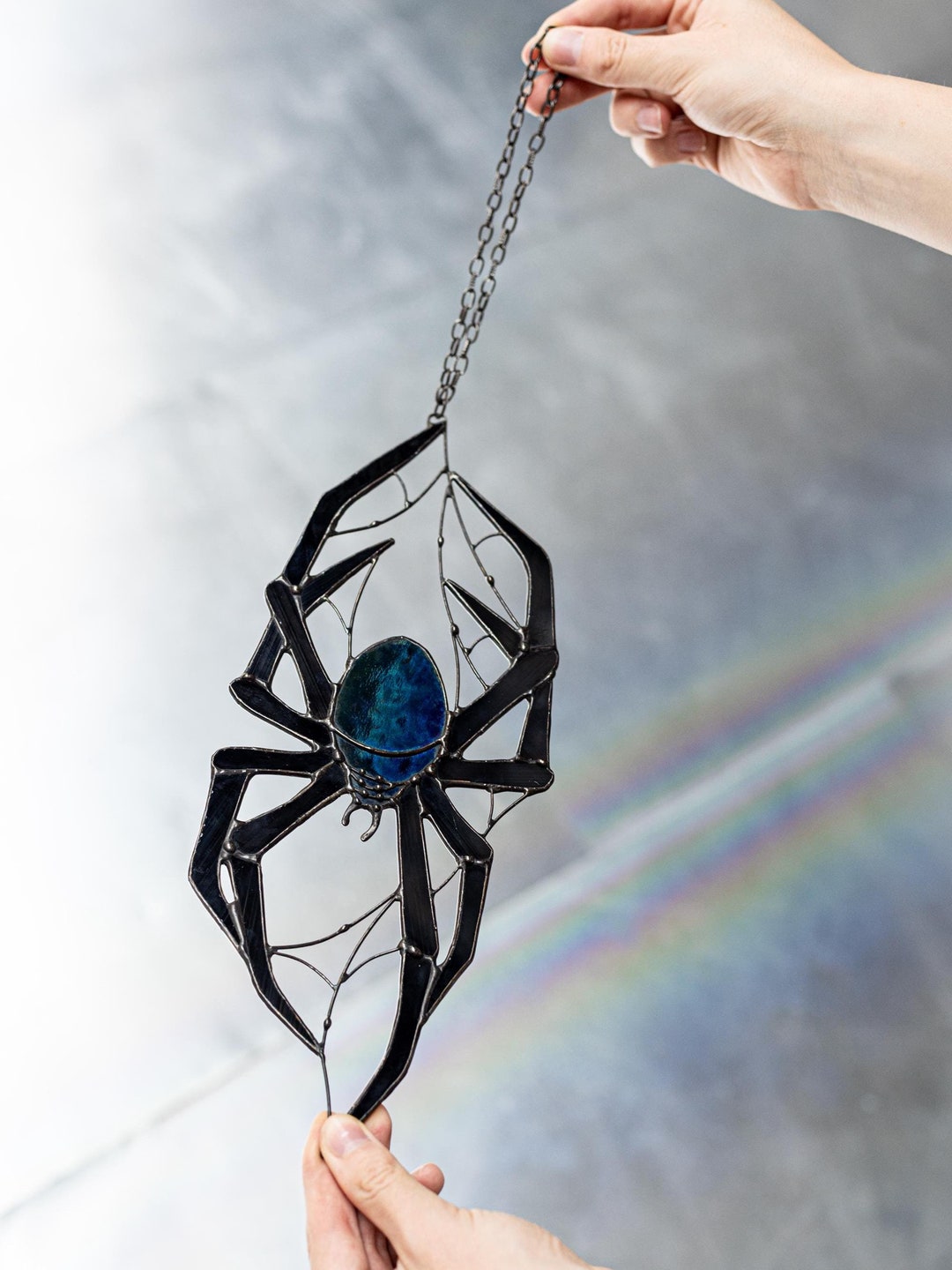 Gothic Spider Suncatcher Stained Glass Decor, Black Widow Home House ...