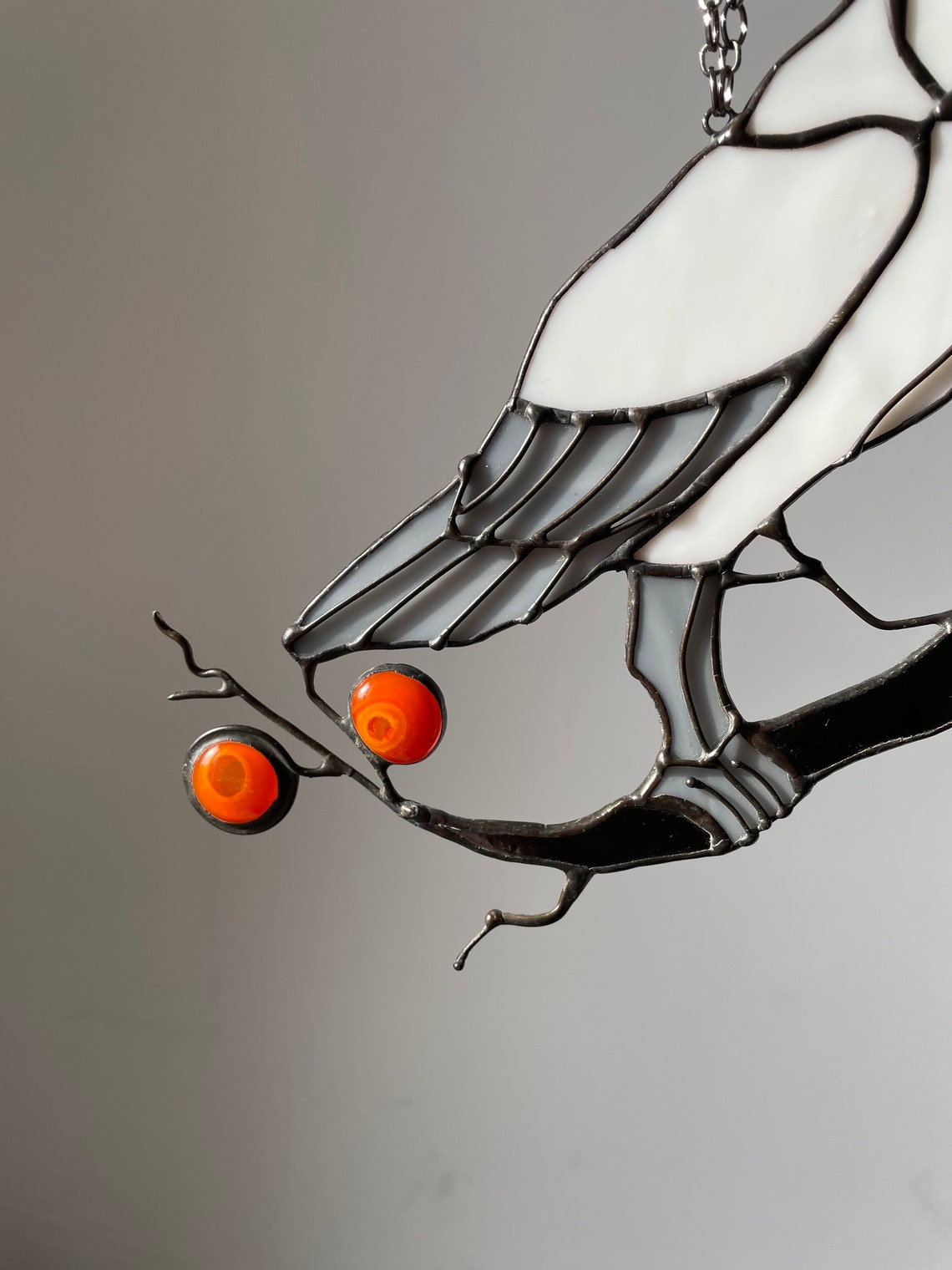 Owl Stained Glass Bird White Suncatcher Picture Home Window | Etsy