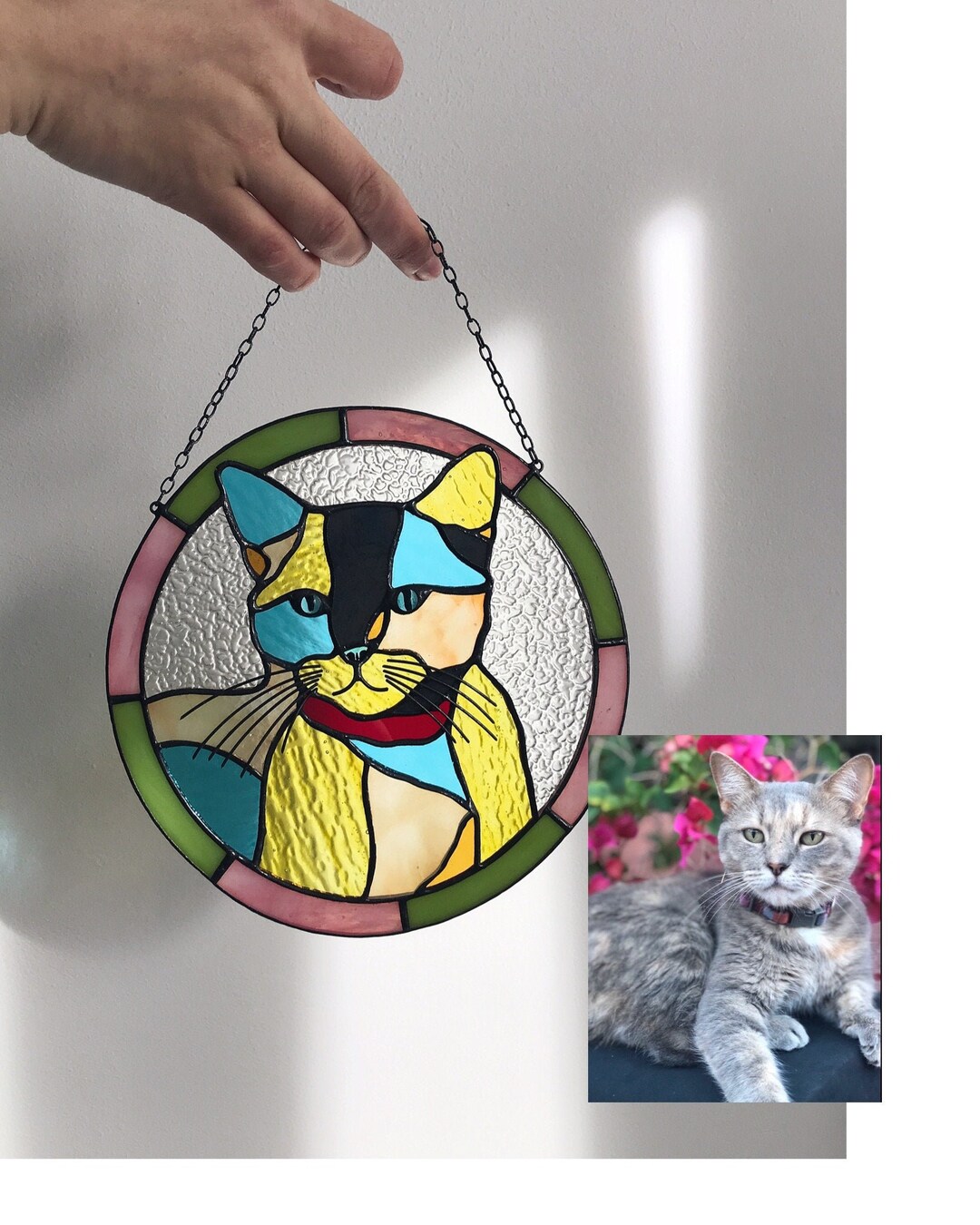 Stained Glass Cat Sun Catcher Custom Pet Portrait Tiffany - Etsy