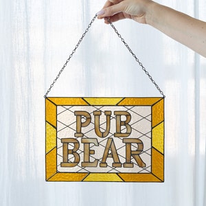 Custom Stained Glass Name Pub Sign Suncatcher Address Personalized Name ...