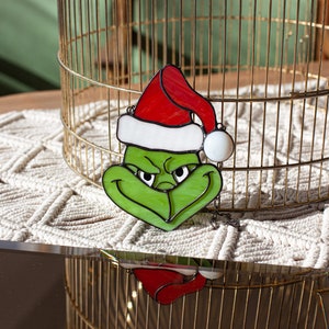 Grinch Suncatcher Stained Glass, Wall Window Hangings, Sun Catcher ...