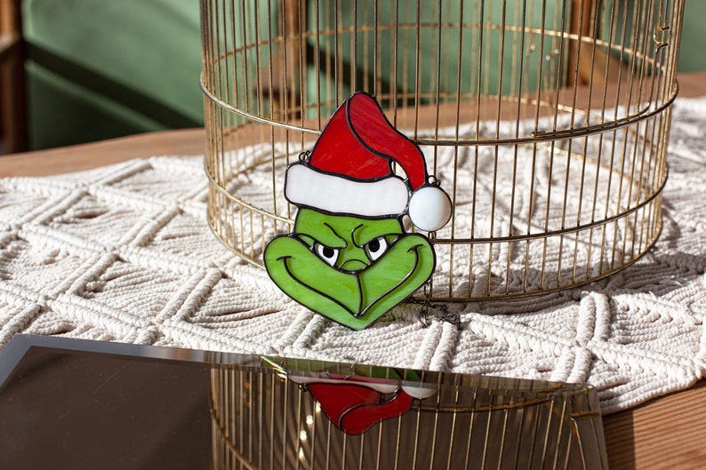 Grinch Suncatcher Stained Glass Wall Window Hangings Sun - Etsy