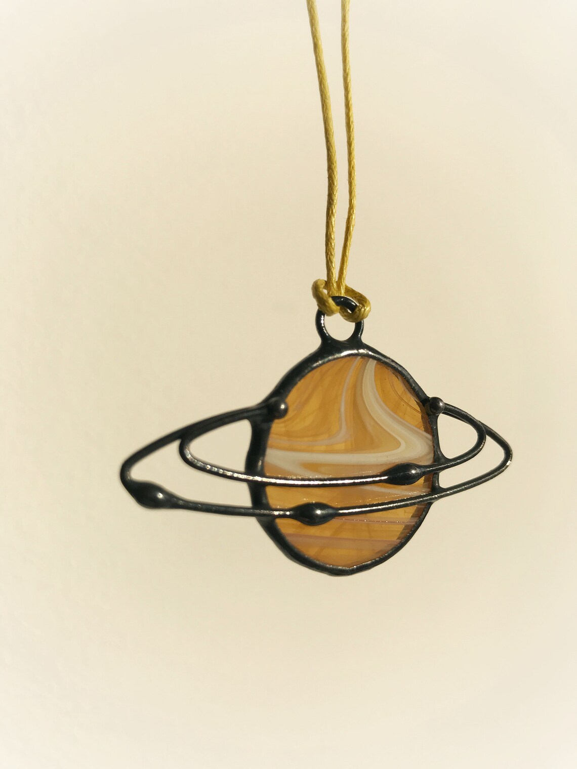 Stained Glass Planet Saturn Space Orange Pendant Yellow Gift - Etsy