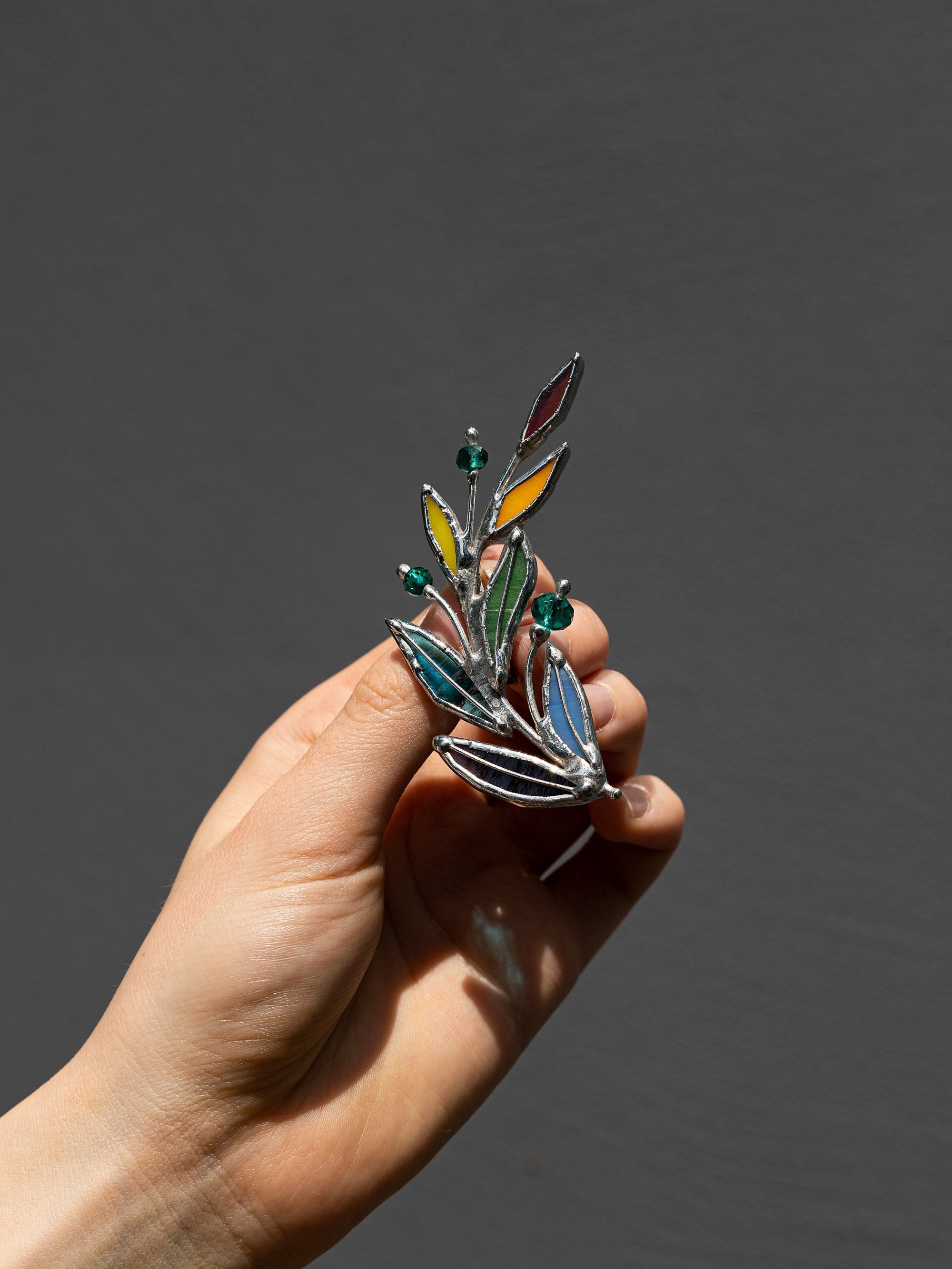 Laurel Branch Brooch. Stained Glass Broach. Accessories Jewelry Pin ...